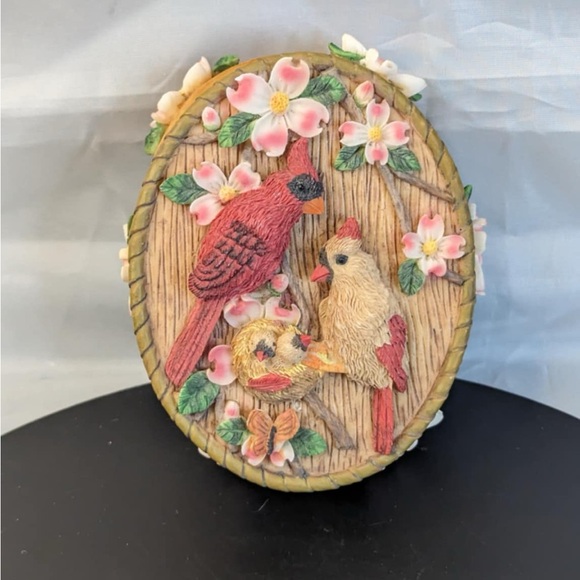 Art | Ceramic Oval Shaped Trinket Box Cardinals Family Nest With ...